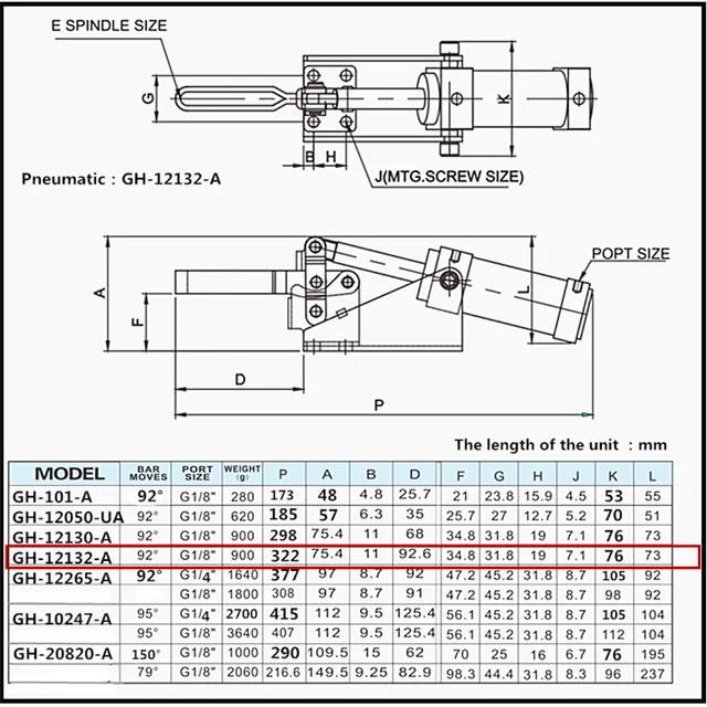 Bo Gong Hs Gh-12132-A Ch Pneumatikus Power Toggle Bilincsek Air Powered Bilincs Wdc Gh-12132 ...