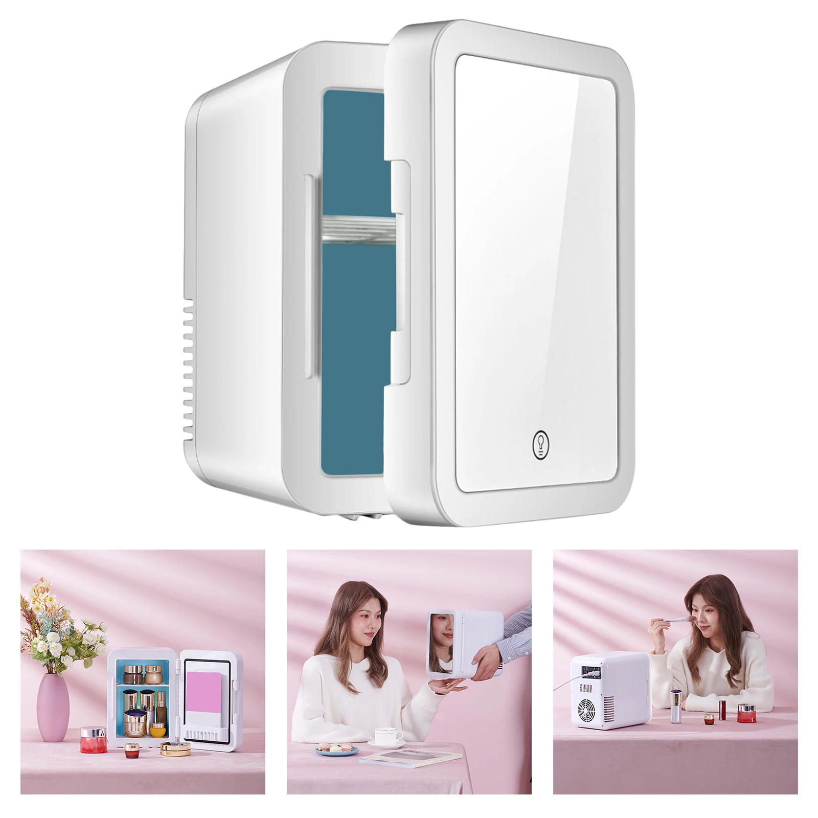 5L-Mini-Car-Fridge-Makeup-Storage-Mirrored-Refrigerator-Electric ...