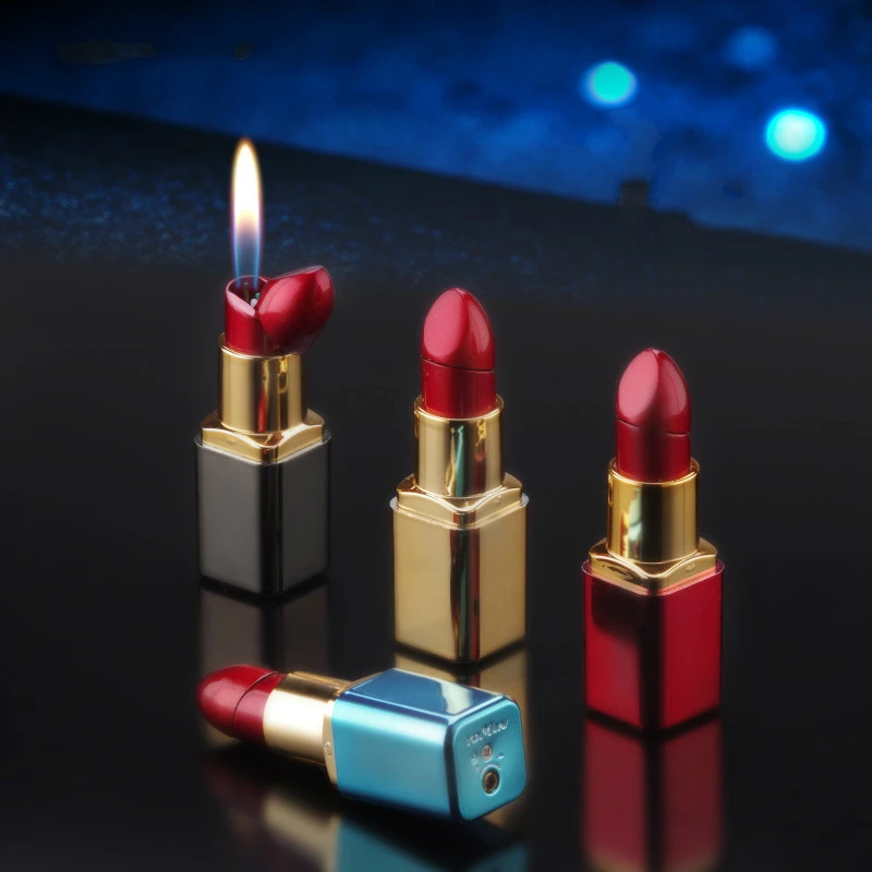 Girls-Lipstick-Pendant-Lighter-Portable-Inflatable-Metal-Open-Fmale ...