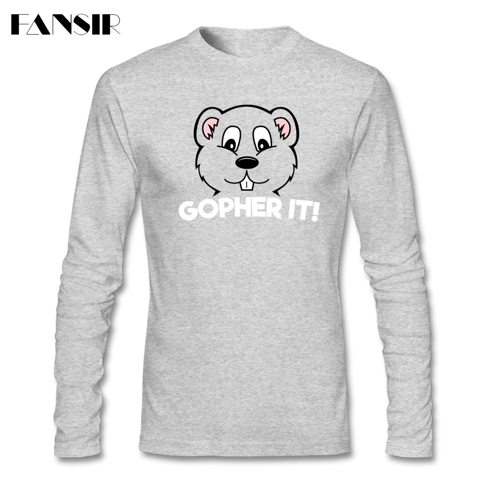 참신 남자 티셔츠 Gopher It! 십대를위한 코튼 크루 넥 긴팔 셔츠|티셔츠| - AliExpress