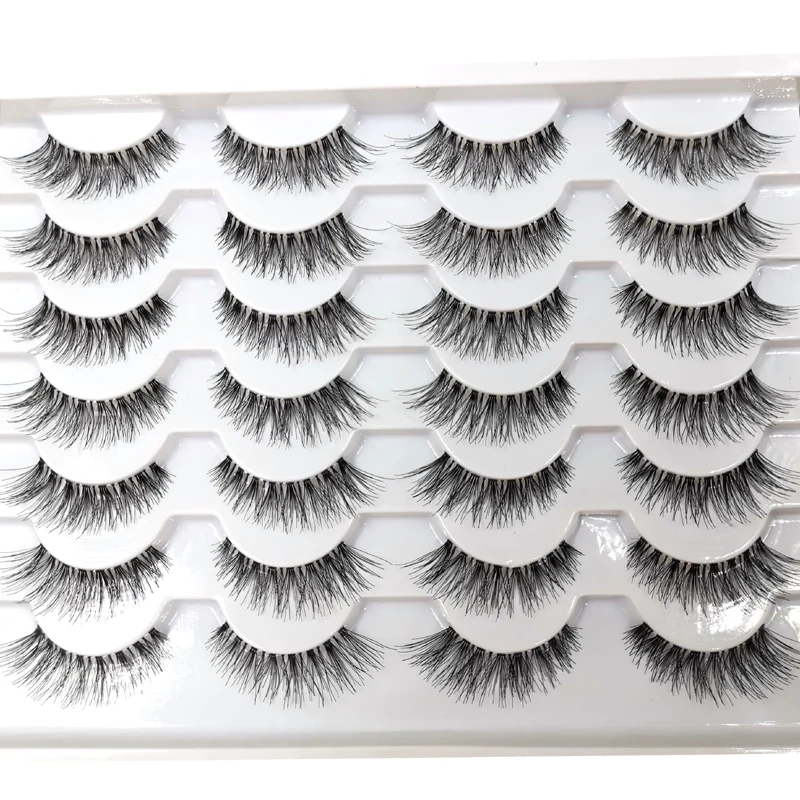 14-pair-handmade-Transparent-Stem-False-Eyelashes-Soft-Cross-Natural ...