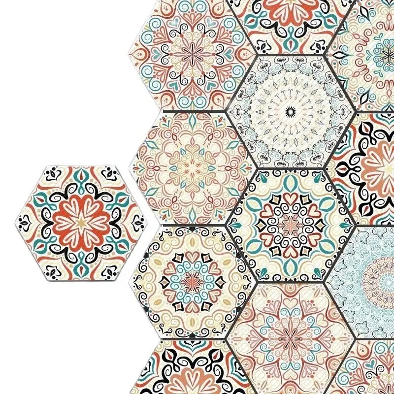 10pcs Retro Hexagon Tilesstickers Waterproof Anti-slip Self Adhesive ...