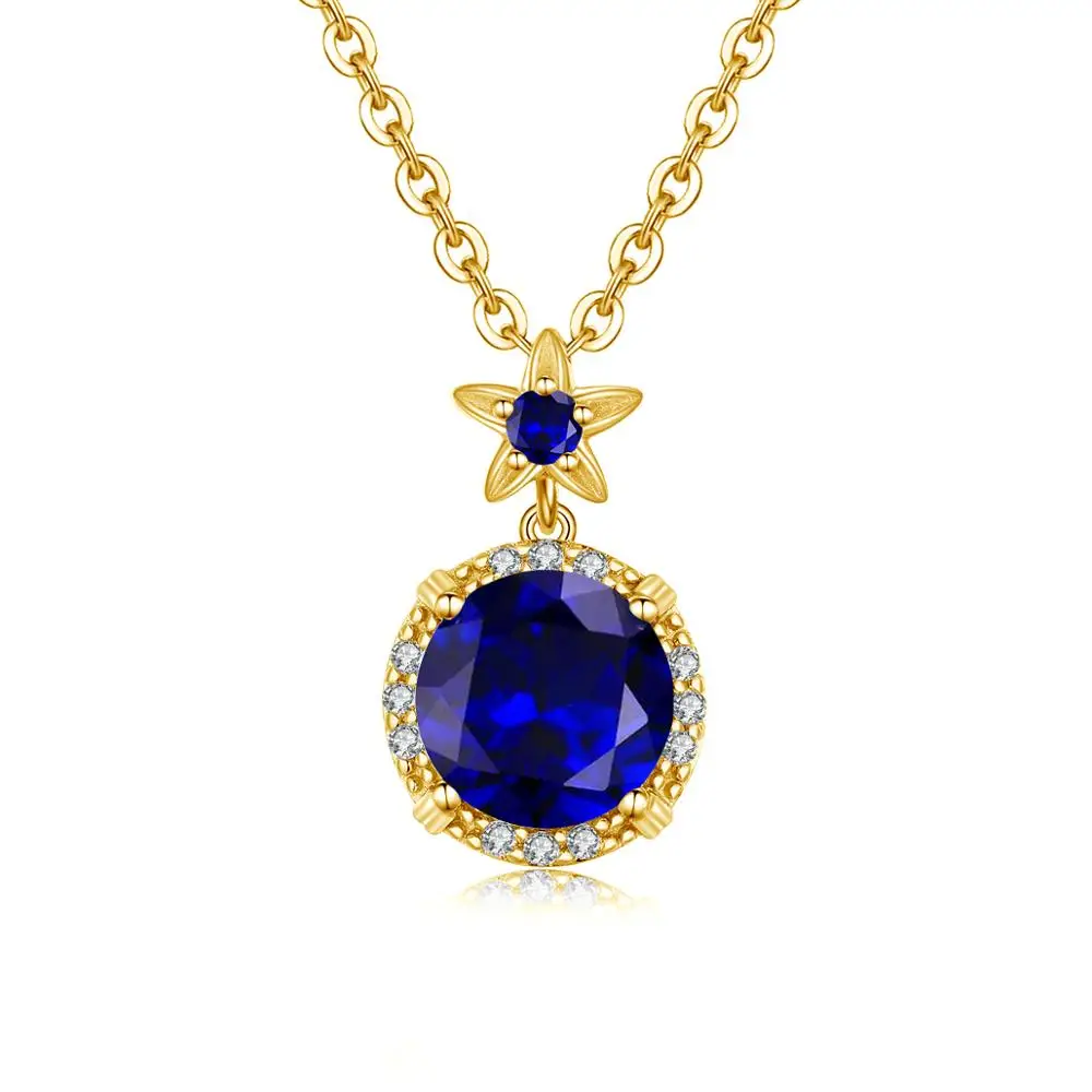 Szjinao collar con colgante de oro de 18K para mujer, zafiro azul ...