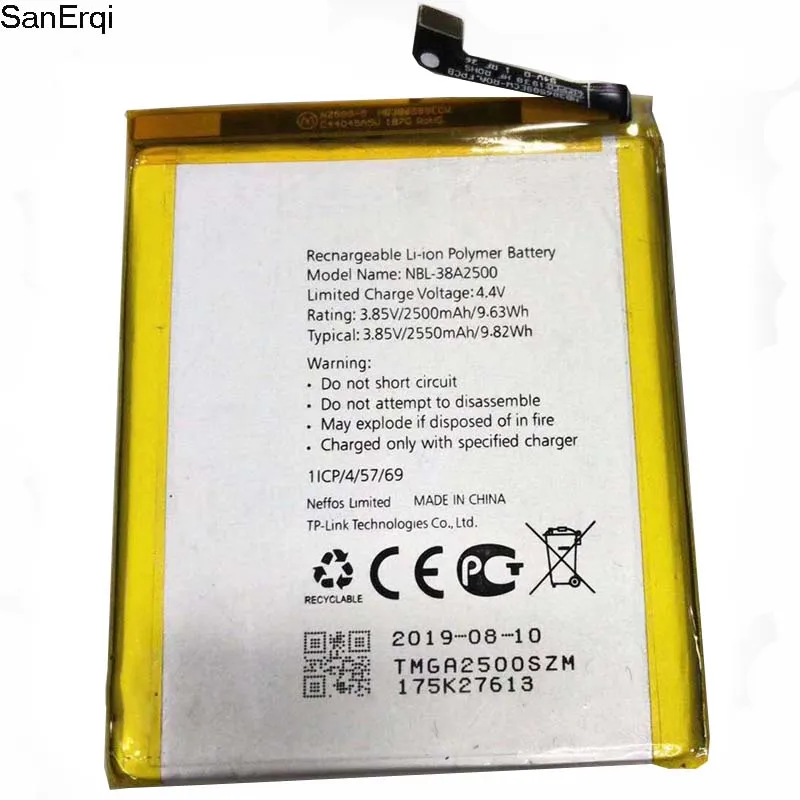 Batería de repuesto de NBL 38A2500 de 2500mAh para tp link Neffos X1 Lite TP904A TP904C, batería ...