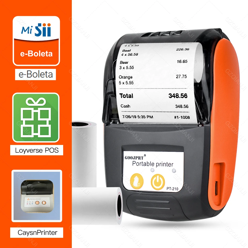 GOOJPRT 58mm 2'' Inch Mini Portable Thermal Printer Wireless PT 210 Receipt POS Printer ...