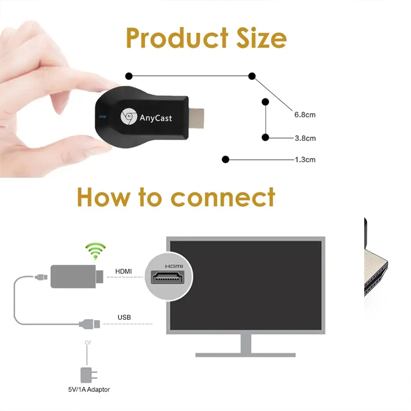 Anycast M2 M9 Plus Miracast TV Stick Adapter Wifi Display Mirror ...