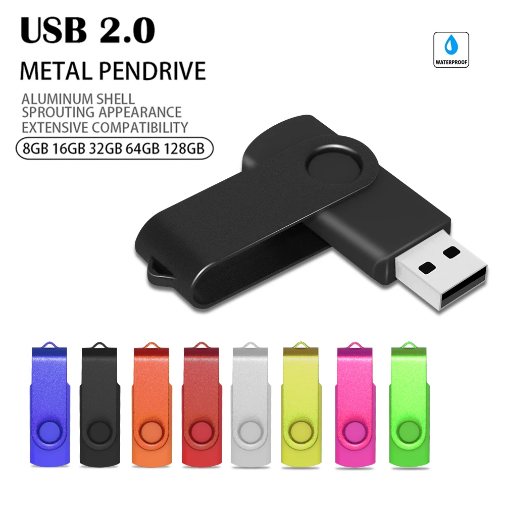 Unidad flash USB 2,0 de Metal con logotipo personalizado, pendrive de ...