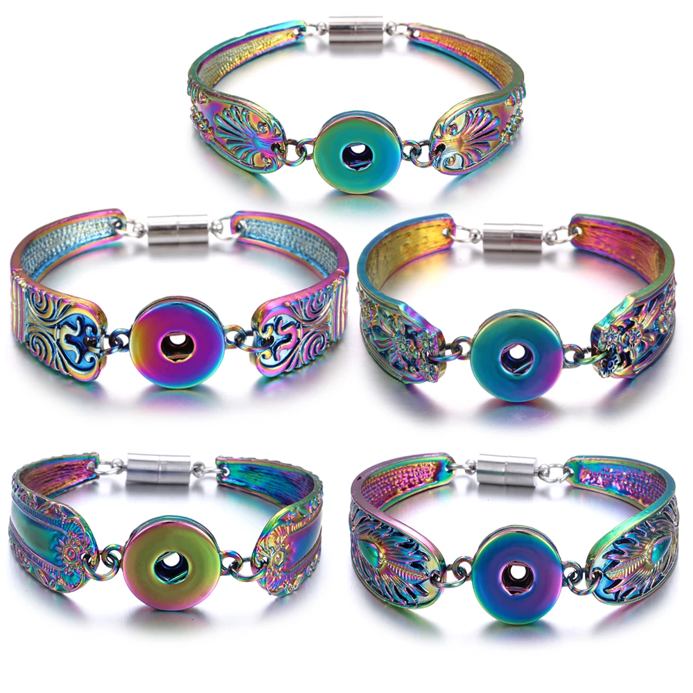 New Colorful Snap Bracelet Bangle Fit Flower 20mm 18mm Snaps Buttons ...