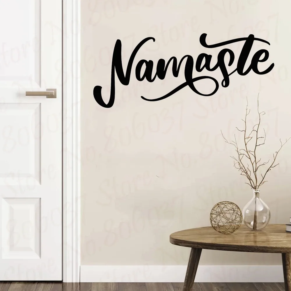Namaste Words Religion Wall Decal Vinyl Lotus Yoga Sticker Buddha ...