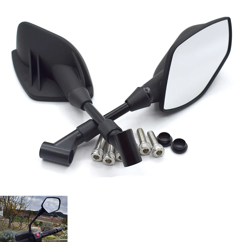 Universal 8mm 10mm Motorcycle Convex Rear View Mirror Black For Honda