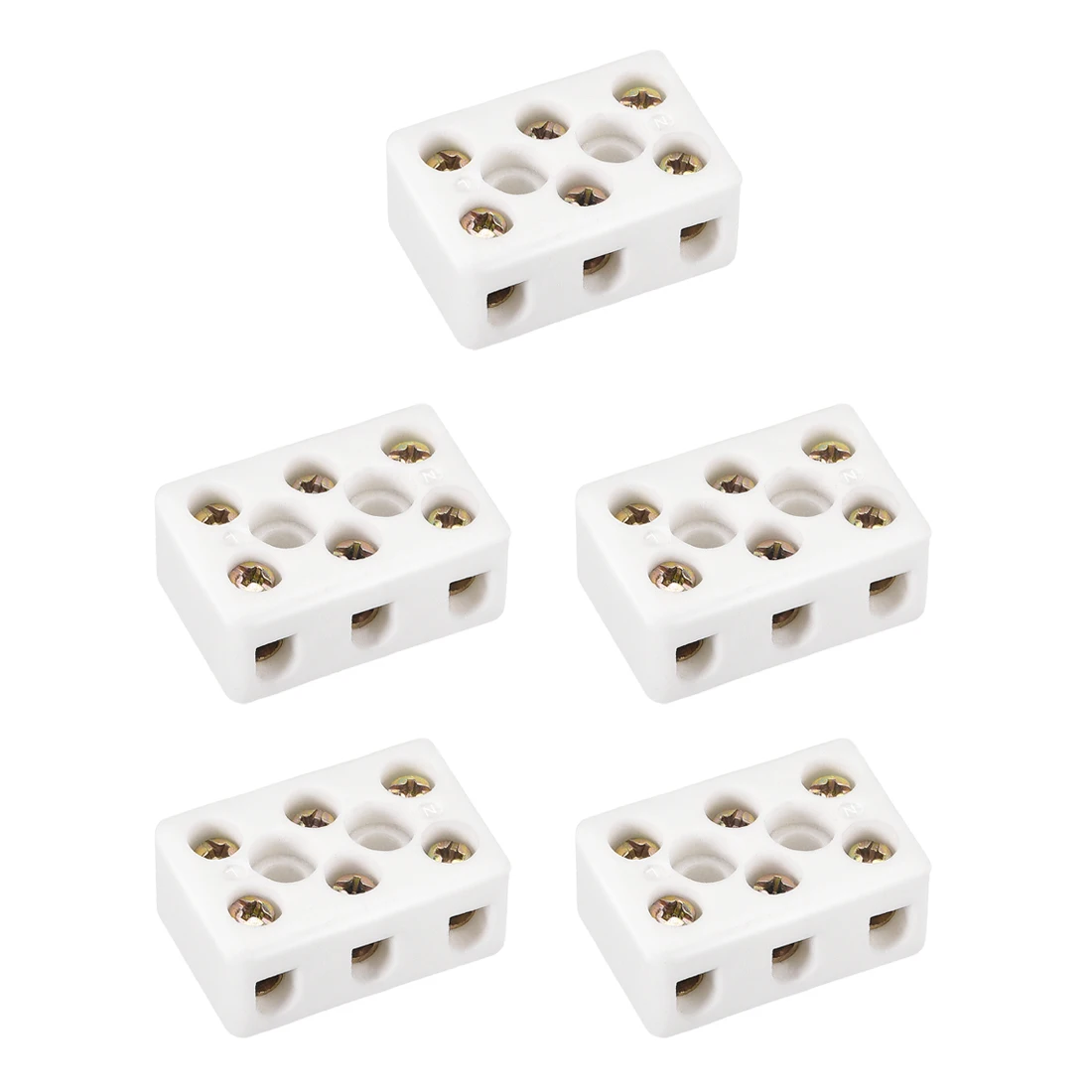 Uxcell 5 Pcs 3 Way Ceramics Terminal Blocks High Temp Porcelain ...