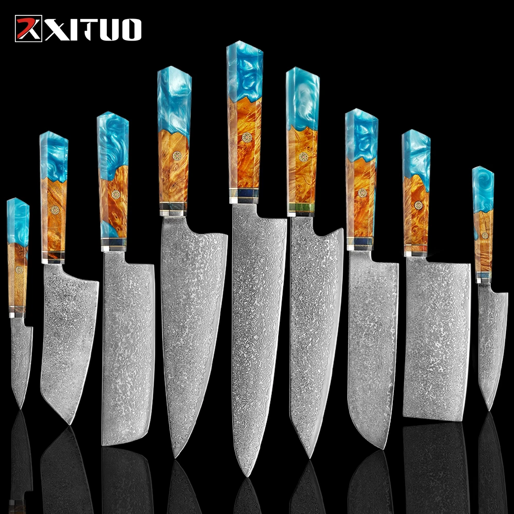 Xituo Damascus Knife Set Kitchen Knife Damascus Steel Vg10 Chef Knife ...