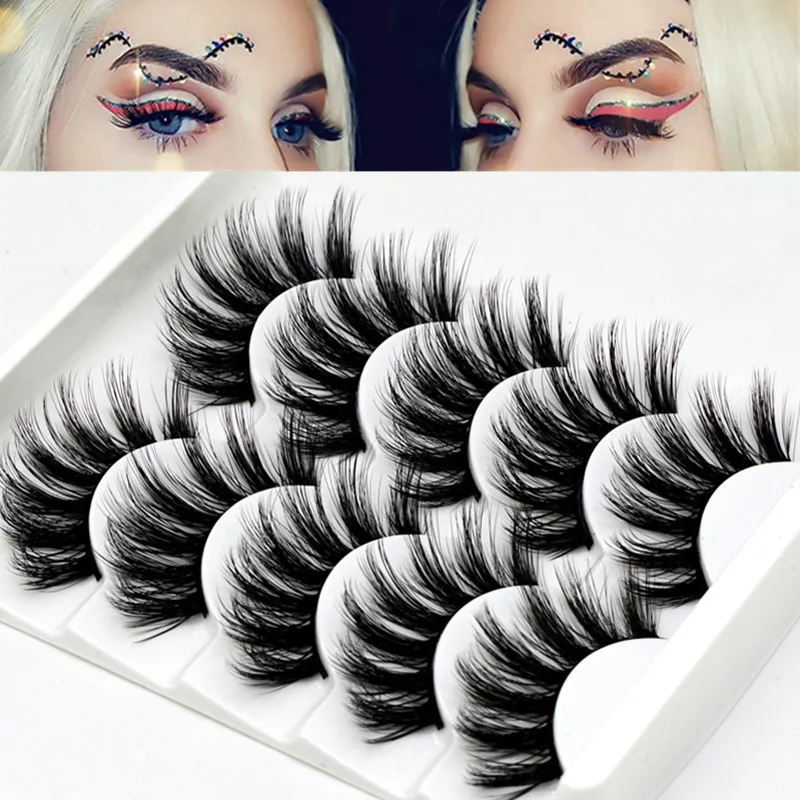 5 pairs of 3D false eyelashes handmade soft mink eyelashes natural ...
