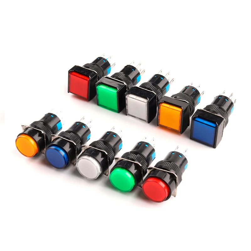 1PCS-16mm-Power-Push-Button-Switch-3-Pin-6-Pin-Small-Square-Round ...