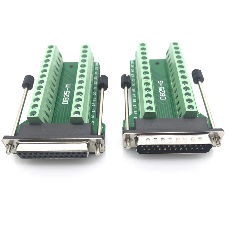 1pcs DB25 D SUB Female 25Pin male Plug Breakout PCB Board Terminals ...
