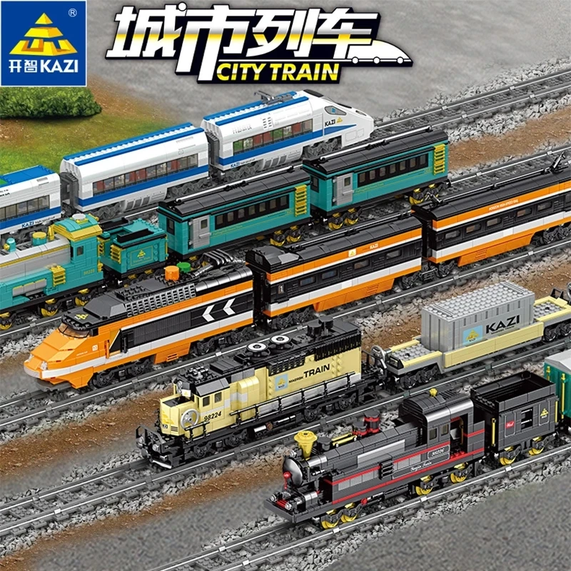 New City Train Power Driven Diesel Rail Train Cargo With Tracks Set ...