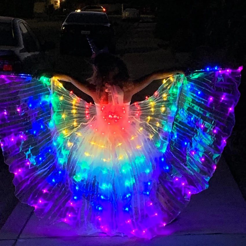 Kukombo Halloween Angel Cosplay Wings Kid Girls 360 Degree LED Light U