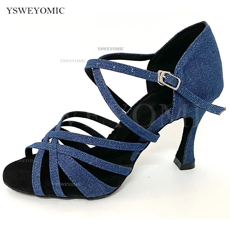 2020-Winter-Denim-Comfortable-Latin-Shoes-3inch-Customized-High-Heels ...