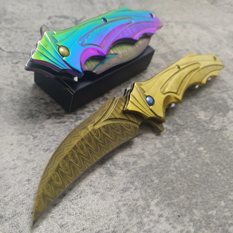 Alta dureza faca de dobramento aço completo edc ferramentas acampamento ...