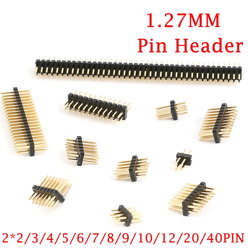 10Pcs 1.27 mm Pitch Double Row Male Breakaway Pin Header 2*2/3/4/5/6/7 ...
