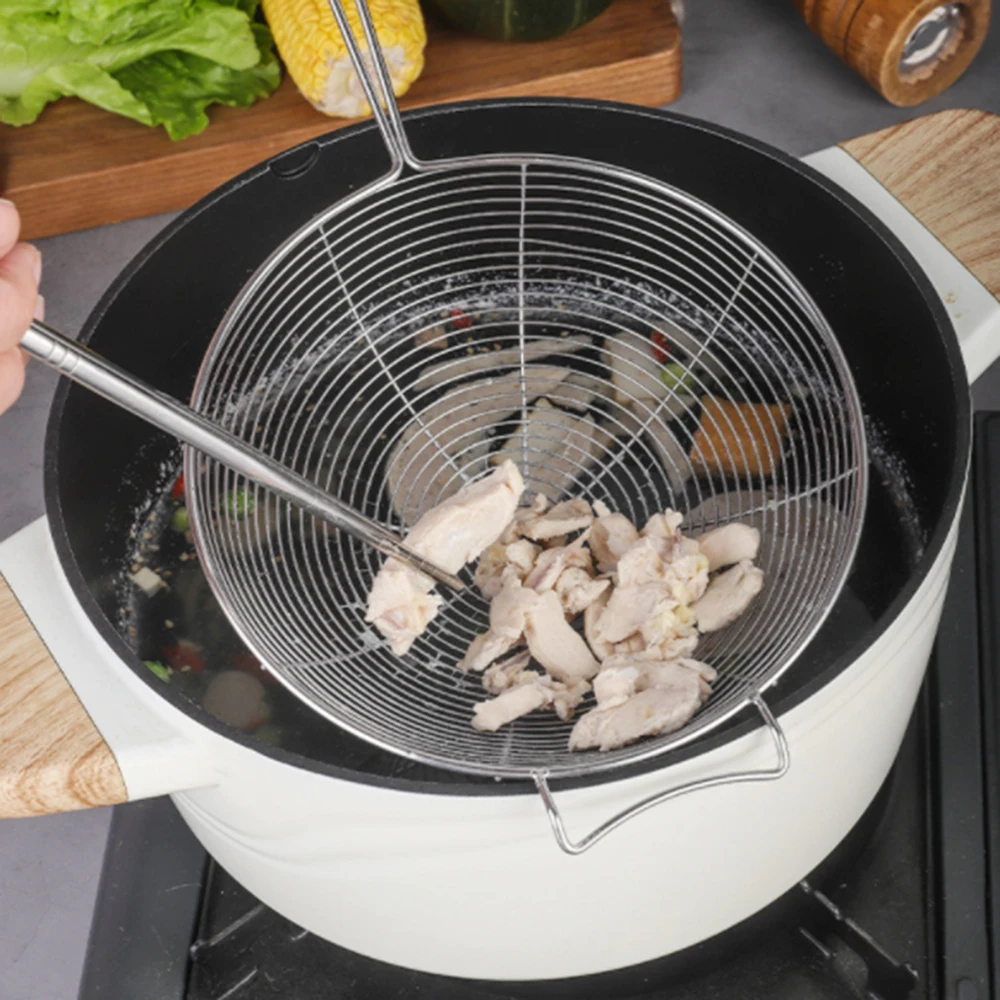 1PC Stainless Steel Strainer Skimmer Spoon Long Handle Wire Skimmer ...