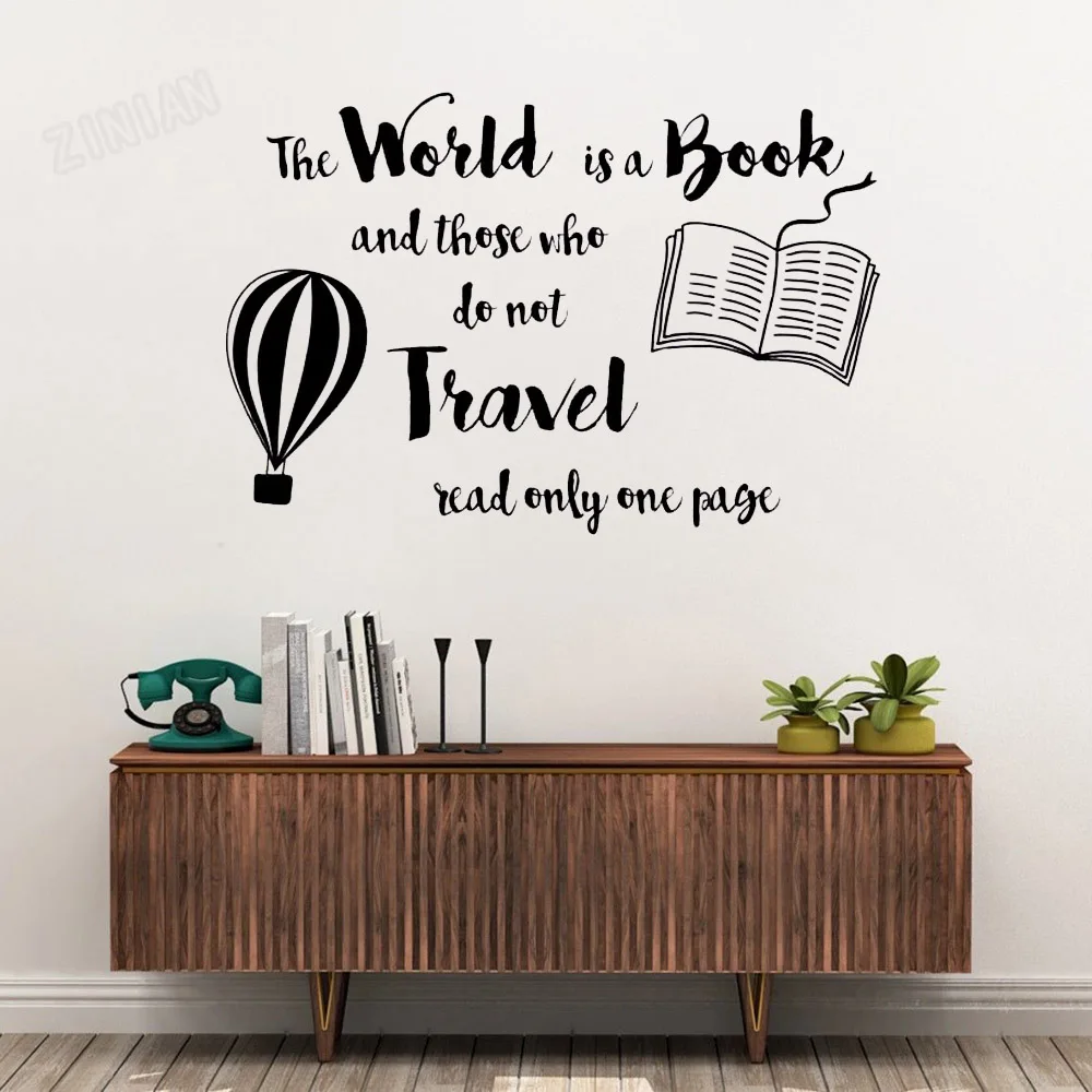 Reading Room Wall Decals The World is Book Quote Wall Sticker For ...