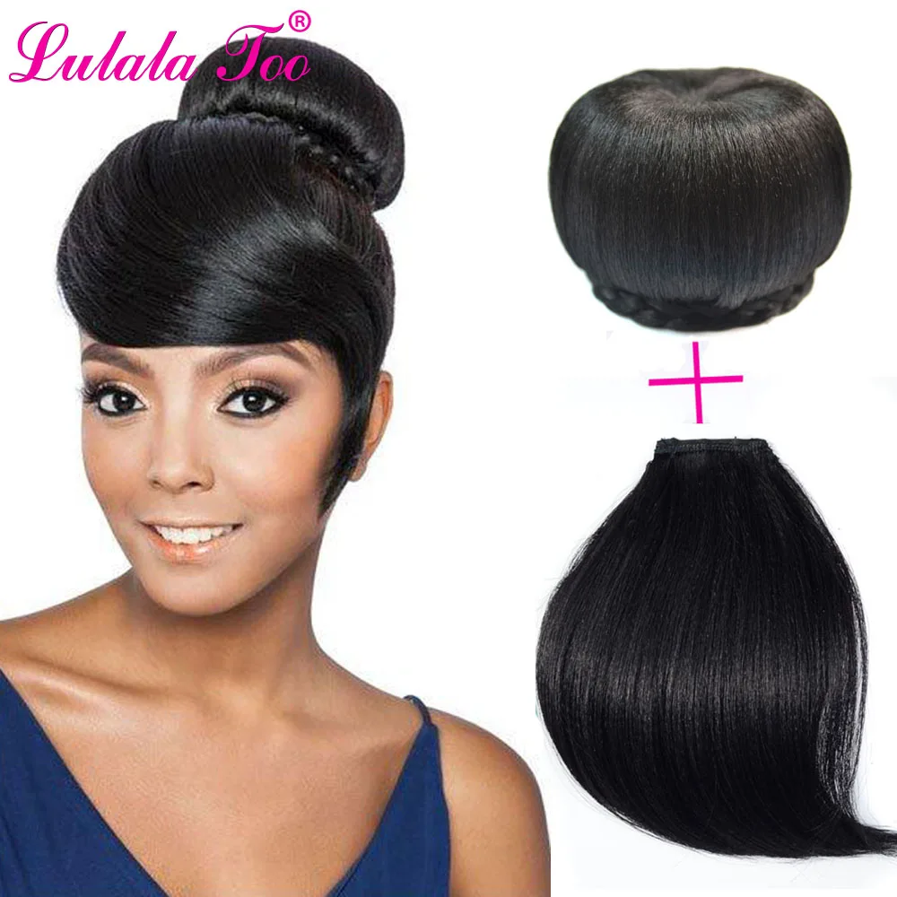 Synthetic-Fake-Hair-Bun-And-Bang-Set-Heat-Resistant-Braide-Chignon ...