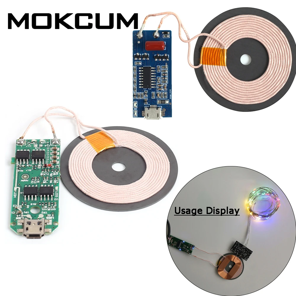 5V 1A Wireless Charger Transmitter Module Micro USB Coil Receiver ...