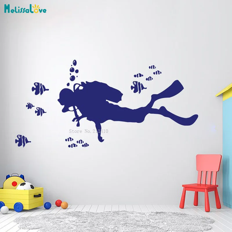 Water-Sport-Scuba-Diving-Wall-Stickers-Diver-Decals-Removable-Home ...