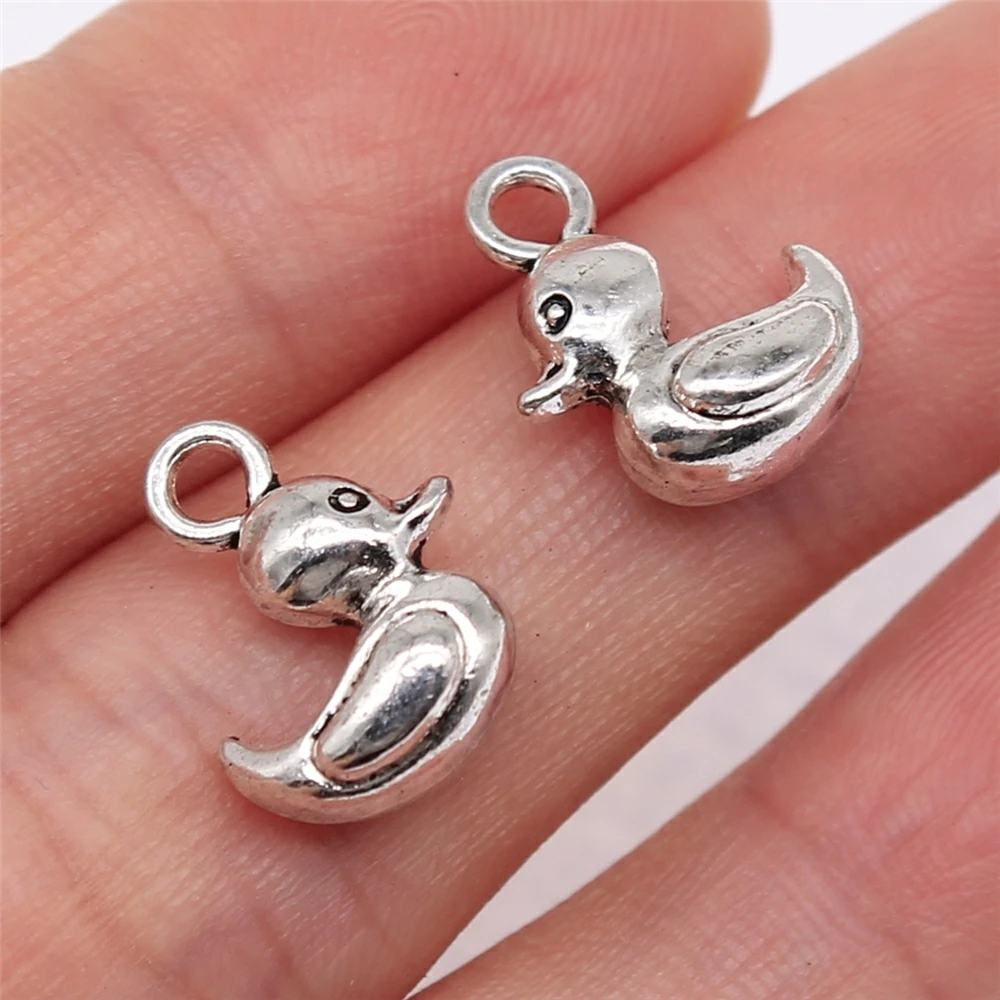 WYSIWYG 5pcs 15x10mm Antique Silver Color 3D Duck Charms Pendant For ...