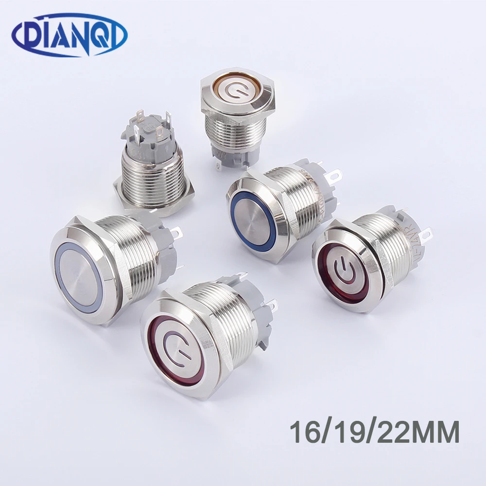 16mm 19mm 22mm Metal Push Button Switch Short Pins Locking Latching ...