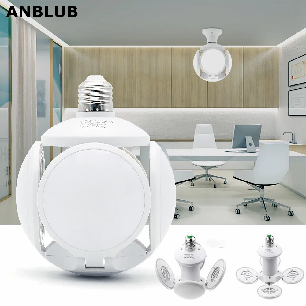Super Bright E27 Led Football Lamp 30w 40w 55w Deformable Fan Light No ...