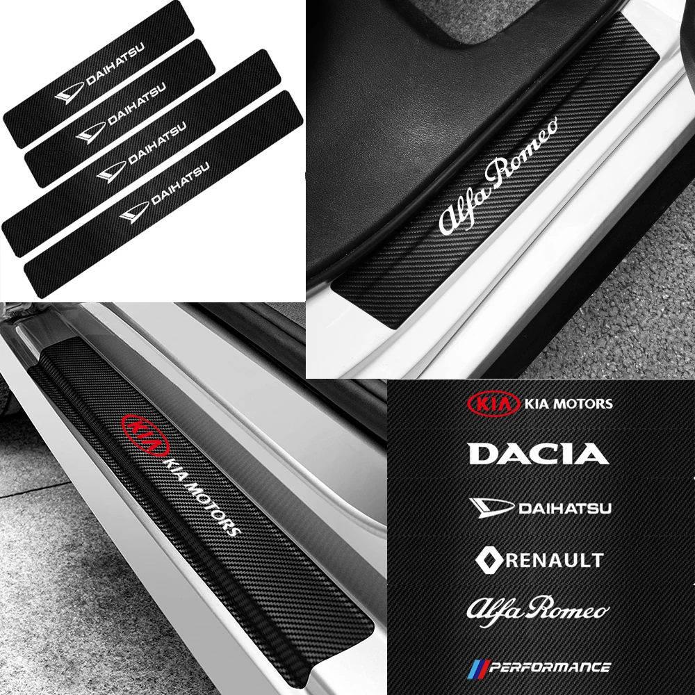 Bleu For Alfa romeo -Autocollants de seuil de voiture en fibre de ...
