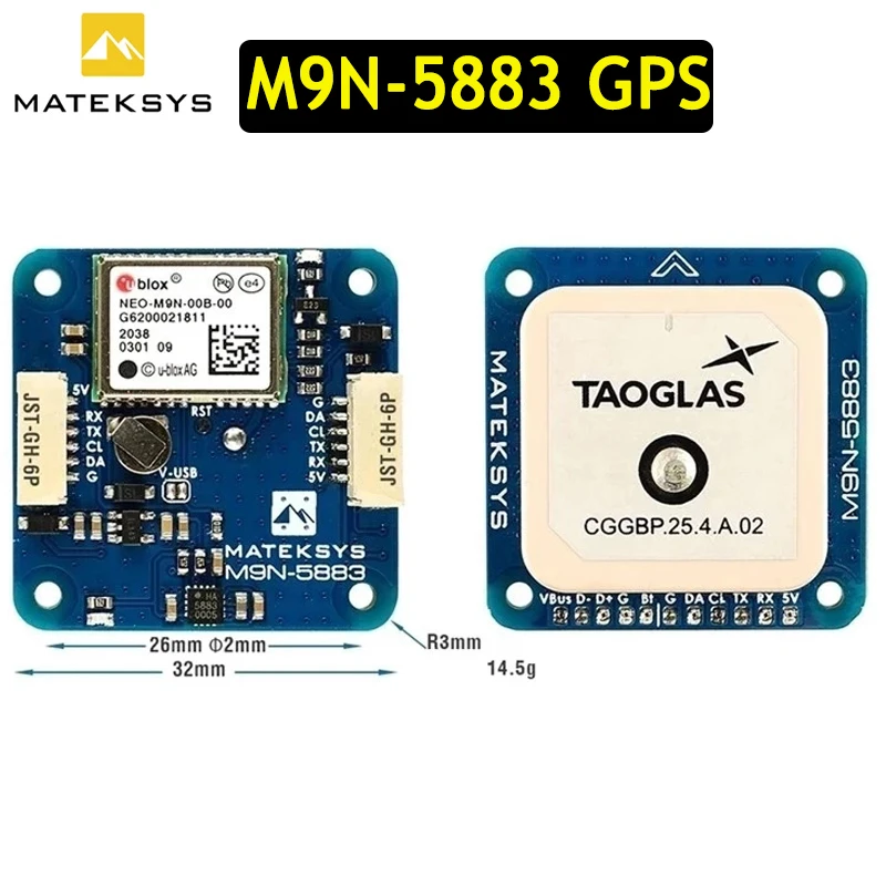 Matek Systems Gnss M9n-5883 M9n-can Gps Module With Magnetic Compass ...
