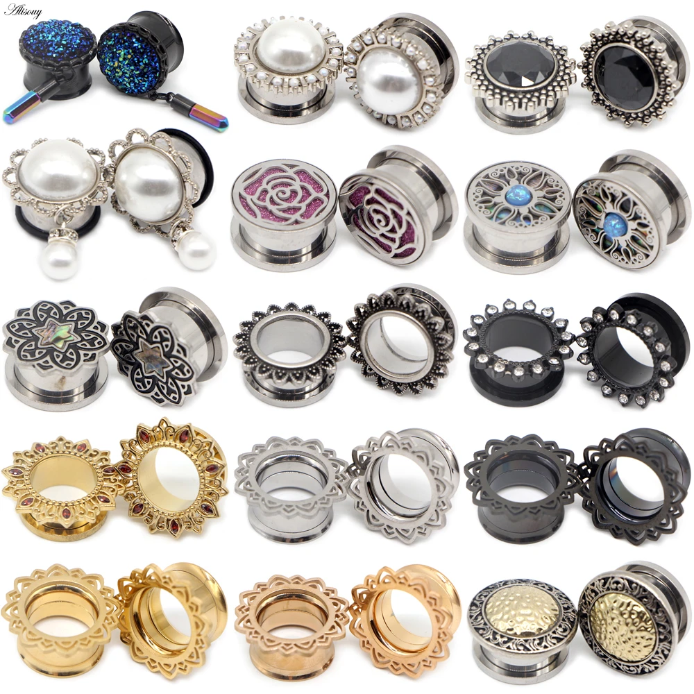 Alisouy 2pcs Ear Tunnels Gauges Dangle Plugs 00 Gauges 0g Tunnels ...