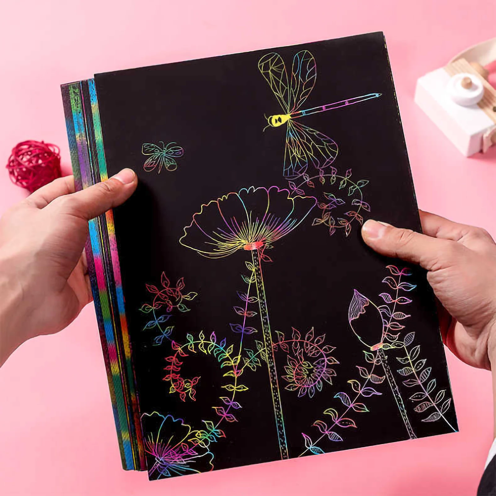 Gommette,Ensemble de papier à gratter magique arc-en-ciel pour enfants ...