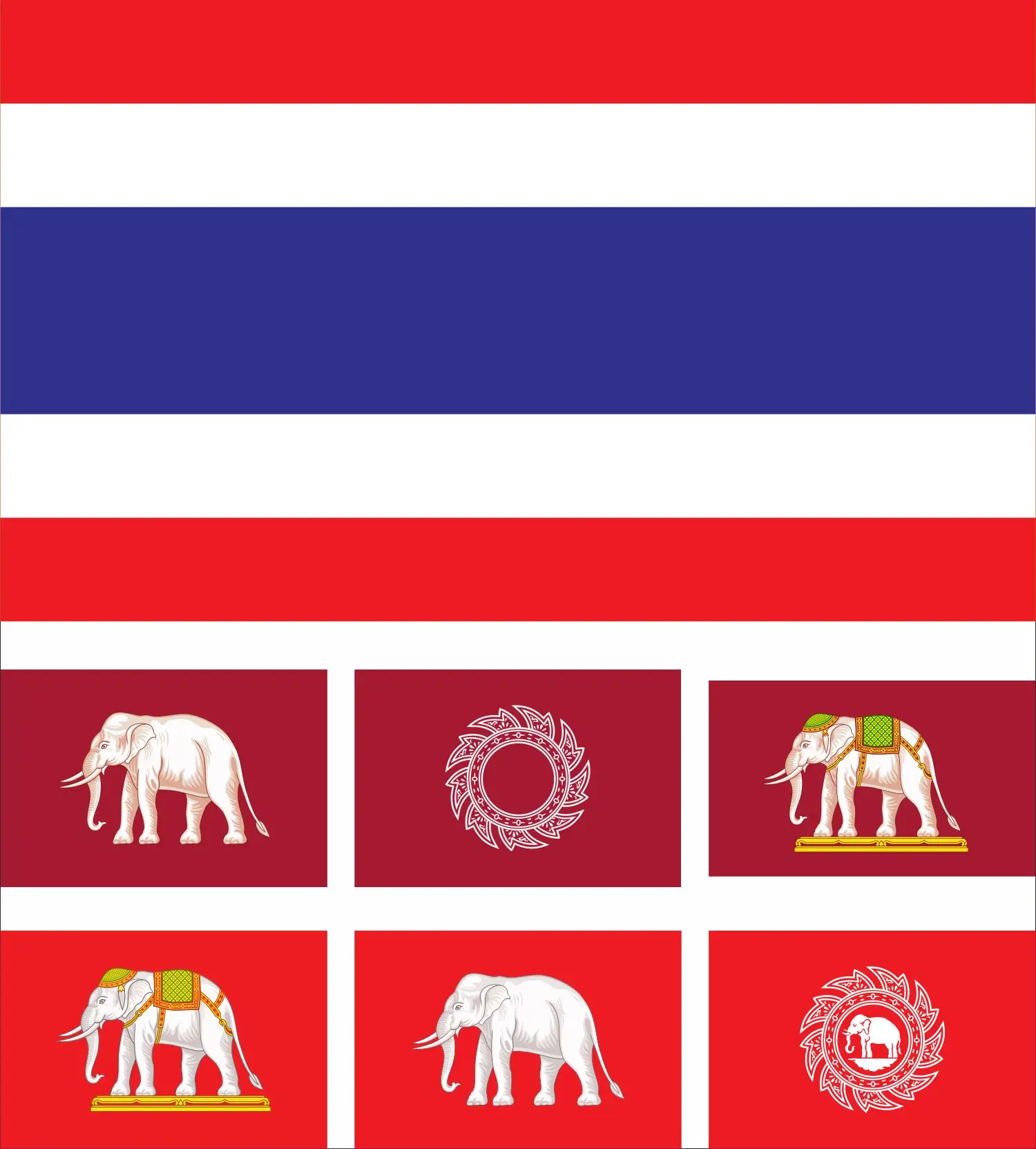 Thailand History 1917 Flag 3X5ft 90X150cm 60x90cm Siam 1885 Banner King ...