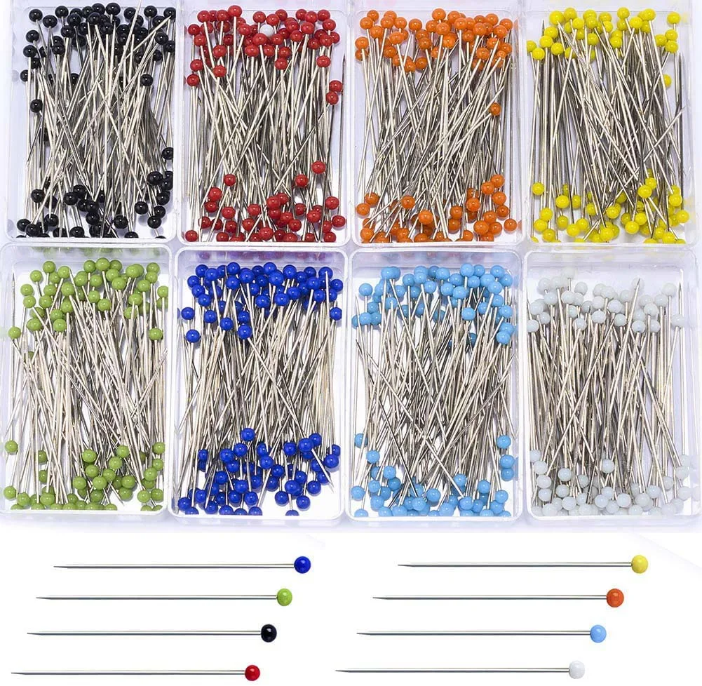 100pcs/box 38mm Glass Ball Multicolor Head Pins Sewing Straight Pins ...