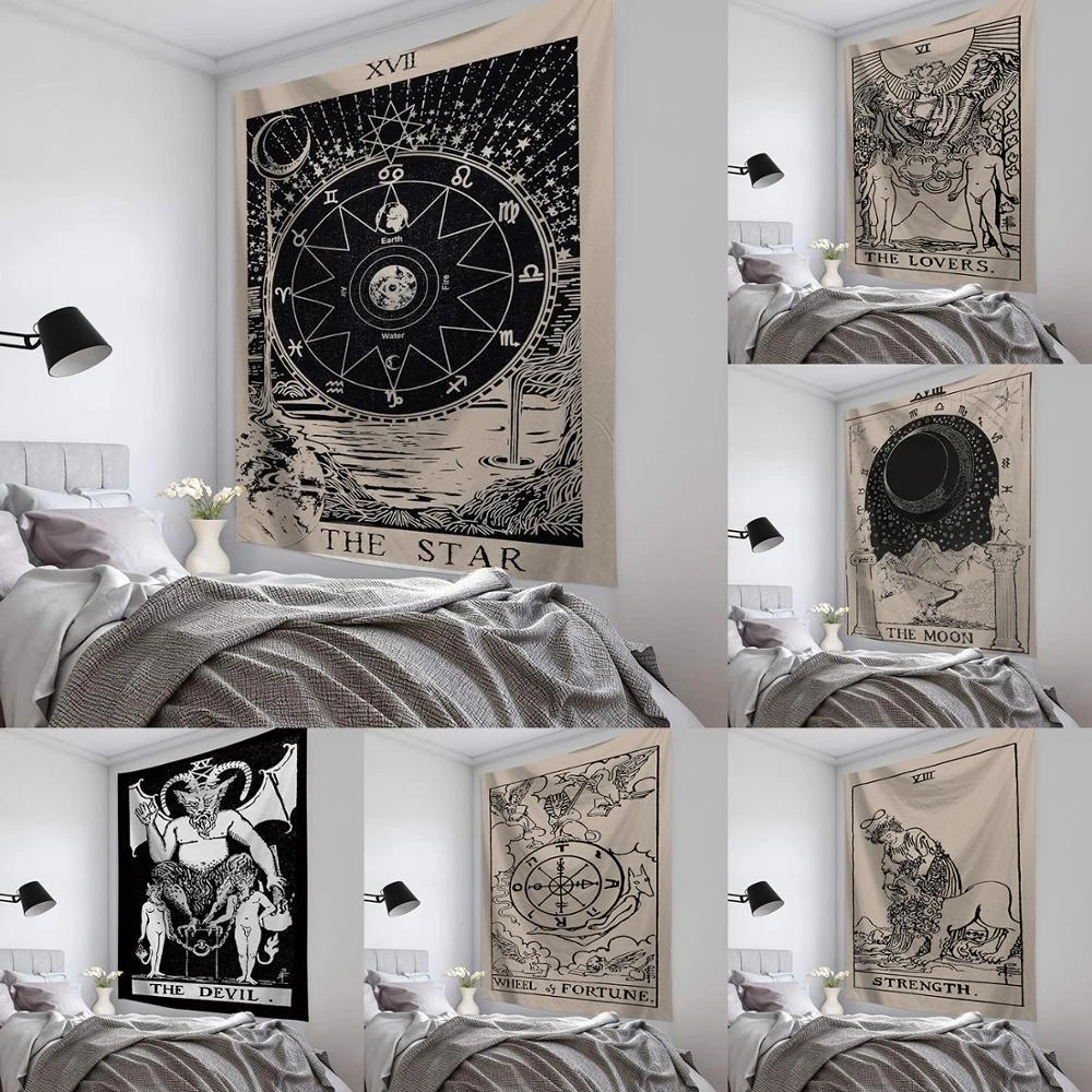 India Witchcraft Tarot Tapestry Wall Hanging Sun Moon Wall Tapestry ...