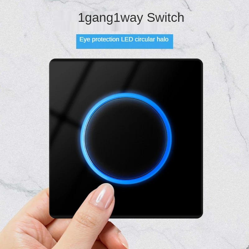 Circle-LED-light-Switch-Luxury-Light-Push-Button-Switches-Glass-panel ...