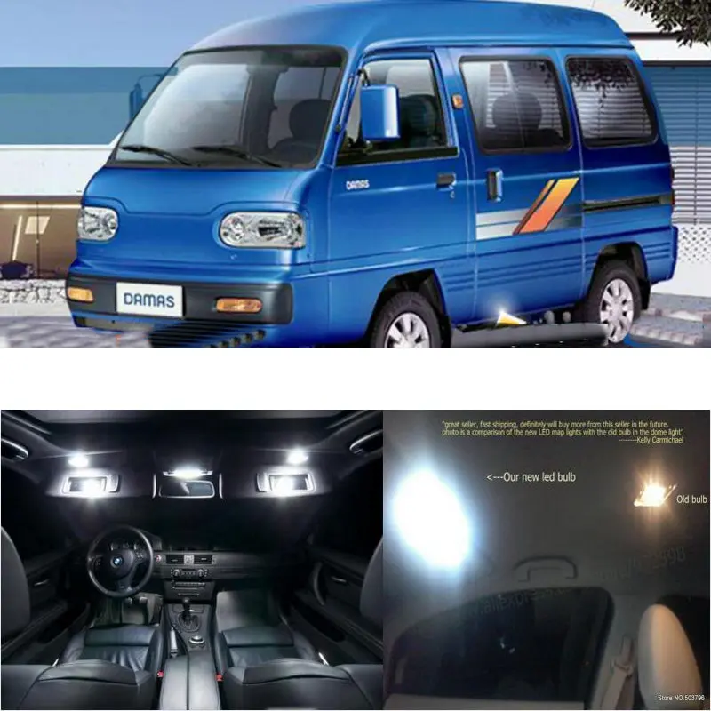 Led 인테리어 자동차 조명 대우 다마스 2 룸 돔 맵 독서 발 도어 램프 에러프리 4pc 차량 조명 인테리어 램프 독서등