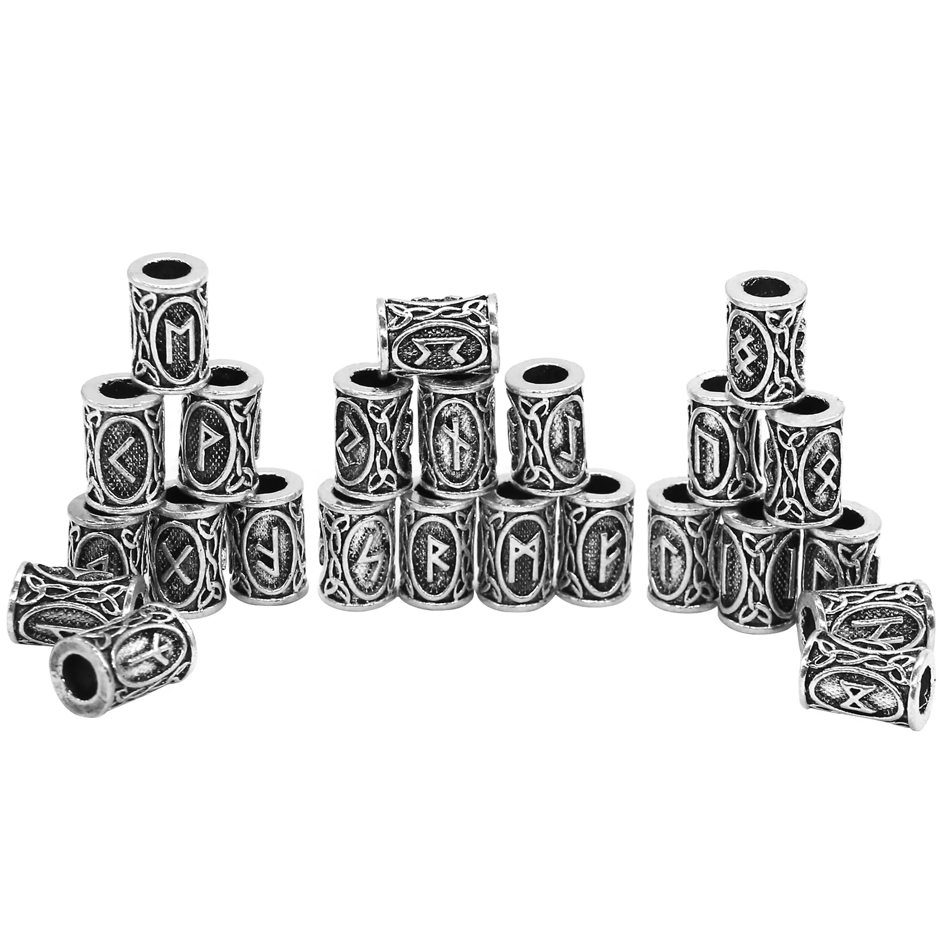 10pcs 24 Design Viking Runes Set Beard Beads Vintage Futhark Runes Hair ...