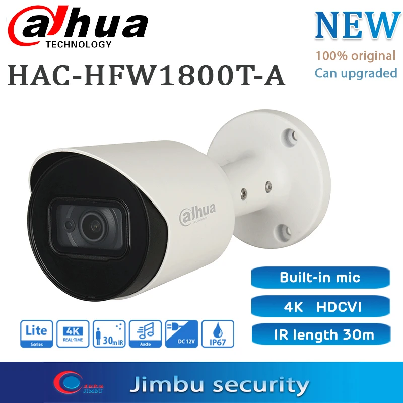 Dahua – Caméra Bullet 4k 8mp Hdcvi Hac-hfw1800t-a Ir30m, Avec Microphone Intégré, Ir Intelligent ...