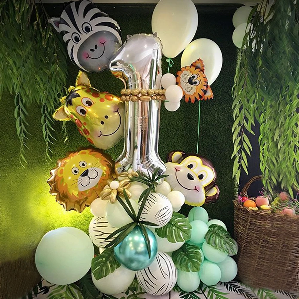 48pcs-set-Jungle-Animal-Party-foil-number-Balloons-set-Forest-Safari ...