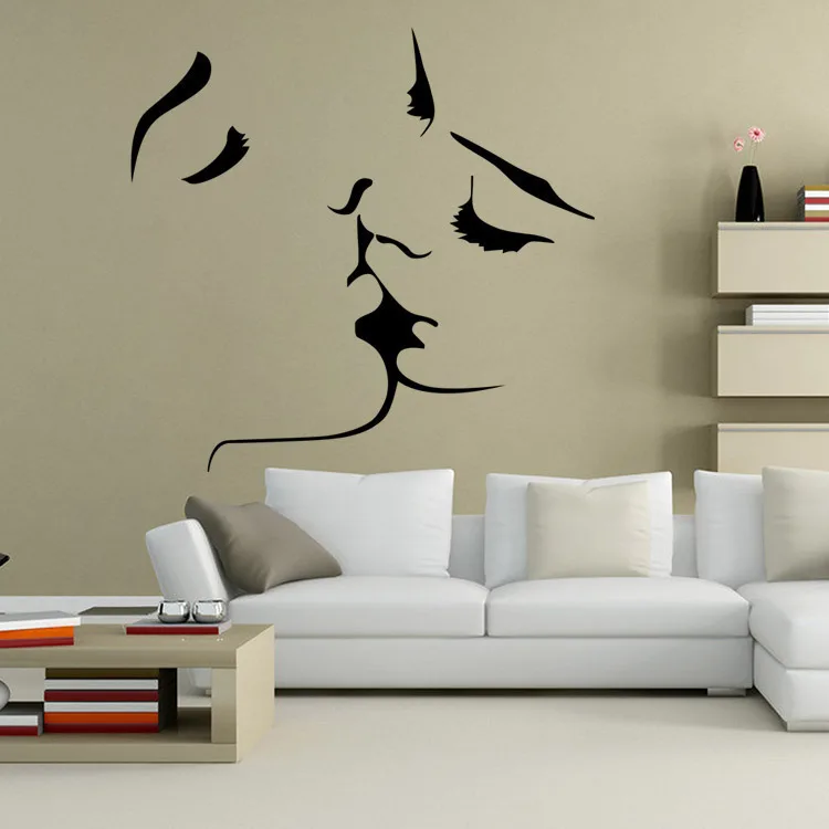 Romantic-Kiss-Lover-Wall-Sticker-Kissing-Man-Women-Vinyl-Wall-Mural ...