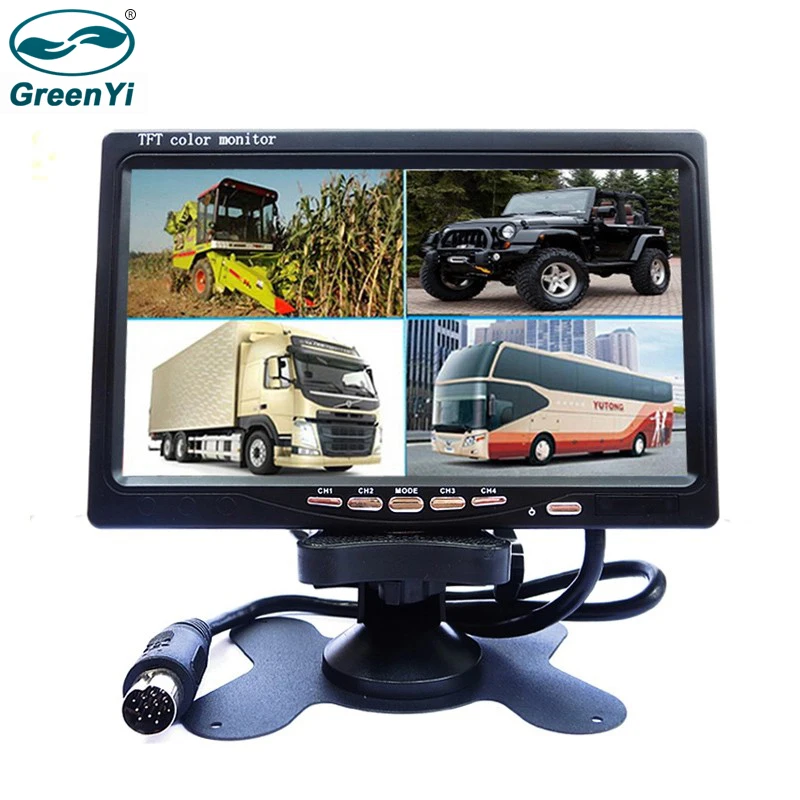 GreenYi 7" Inch Car Parking Monitor With 4CH Video input Monitors Quad ...