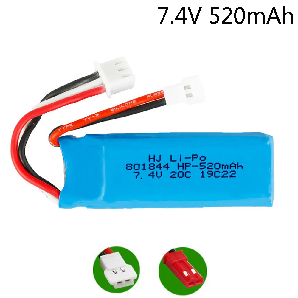 7.4V 2S 520mAh 801844 Lipo 배터리, WLtoys K969 K989 K999 P929 P939 A202 ...