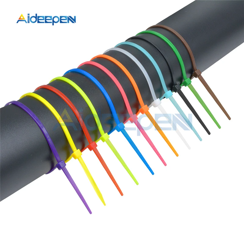 100Pcs/lot 2.5*100mm 12 Color Plastic Non-slip Wire Zip Ties Set 100mm ...