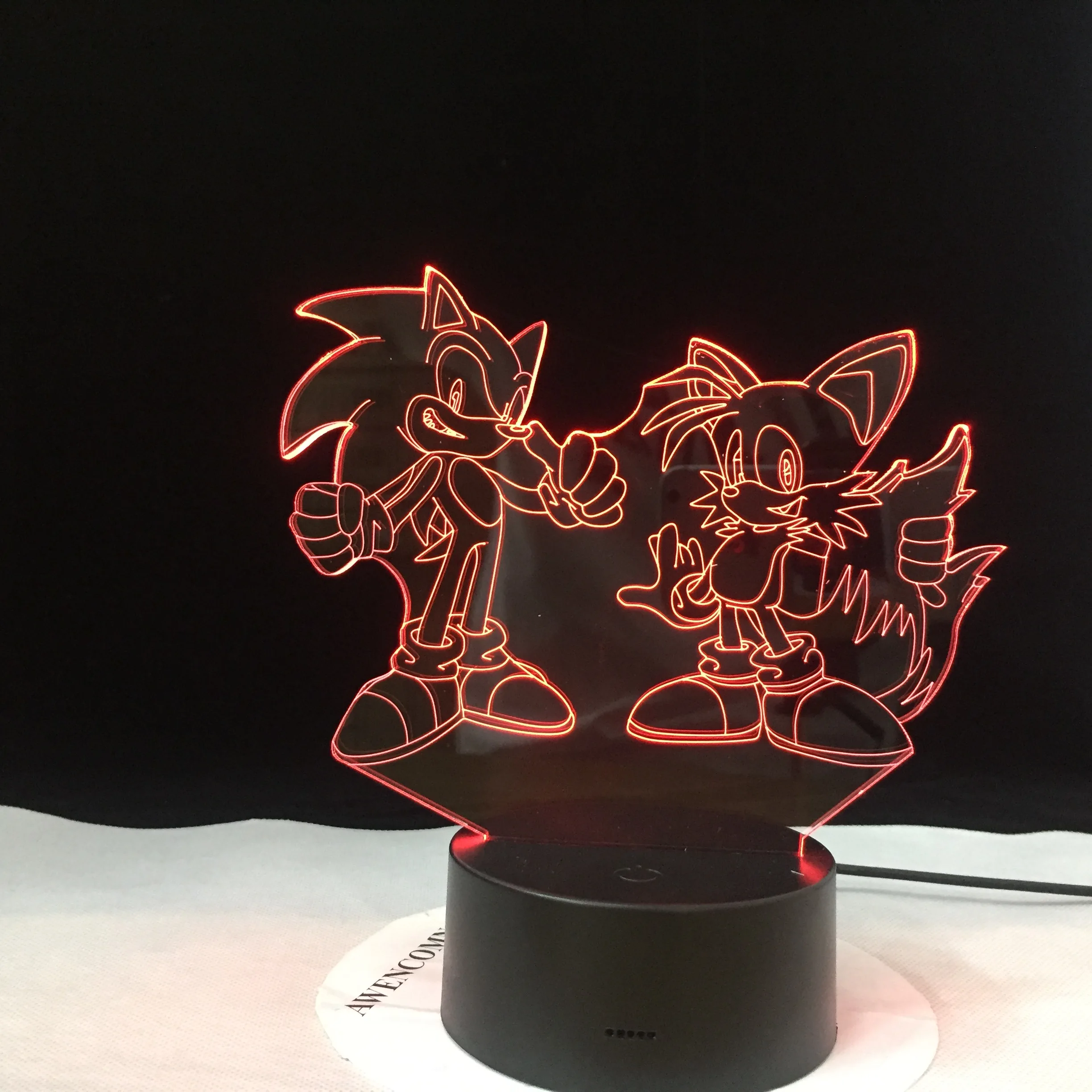 Generic Super Sonic Team 3D Visual Illusion LED Sonic The Hedgehog ...