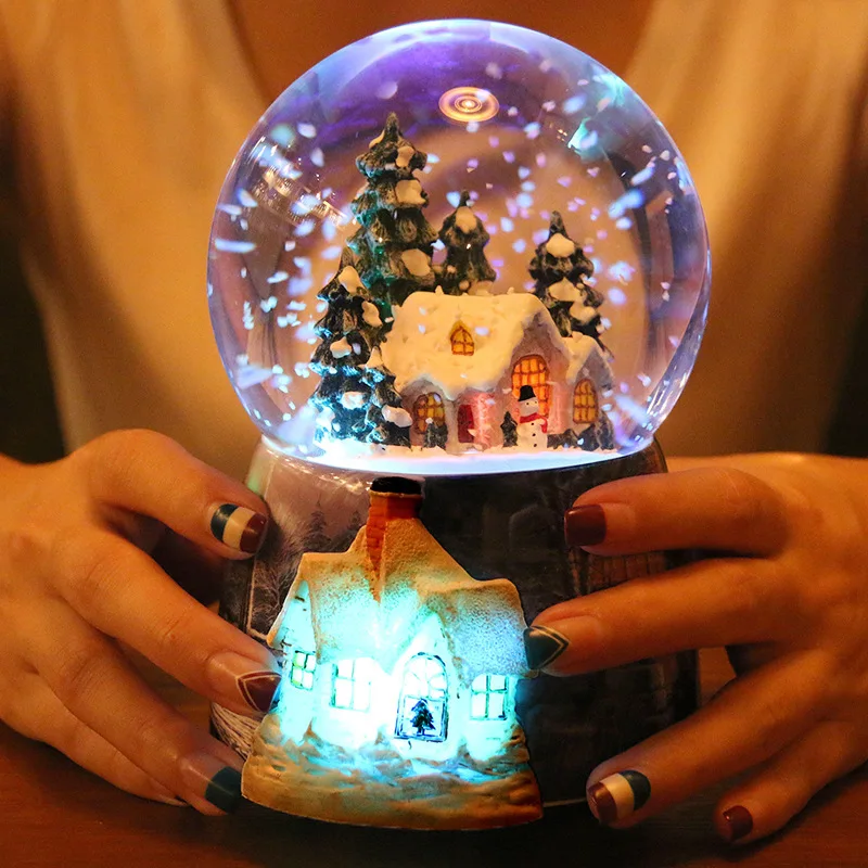 Free shipping Christmas Snowhouse Crystal Ball Music Box Automatic ...